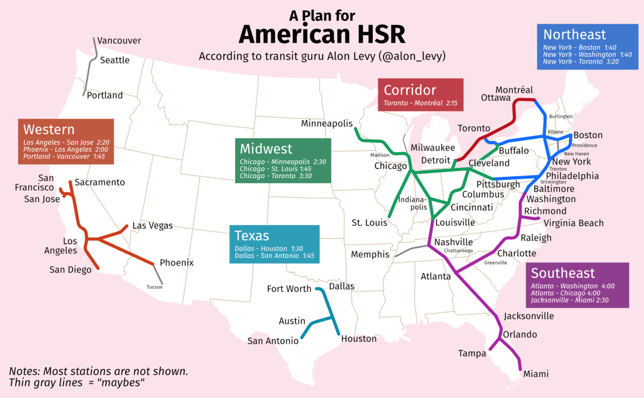 Map shows foundation for high-speed rail—and need for a national plan ...